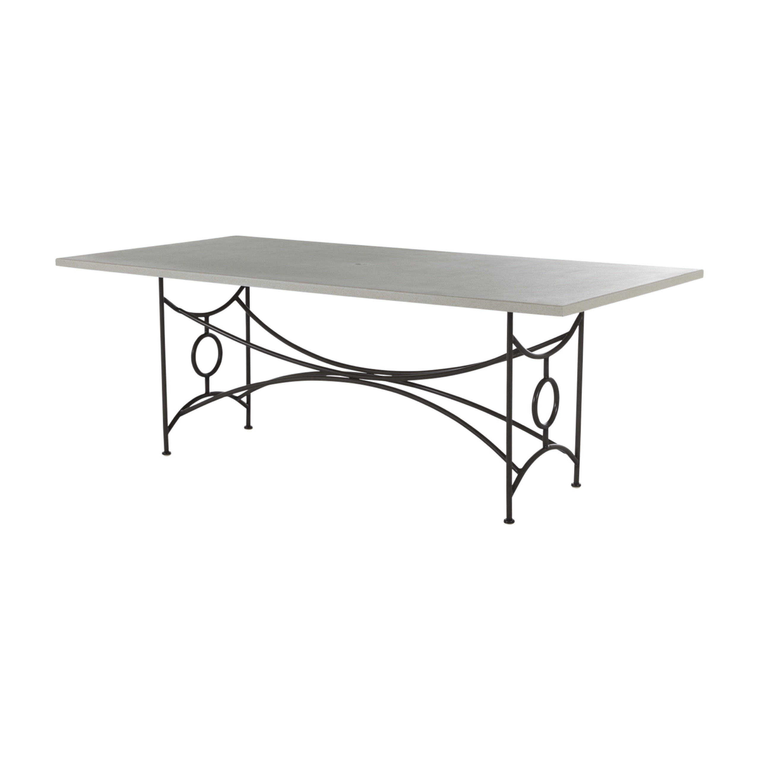 Trestle Iron Rectangle Dining Table Base (With White Stone Top) | Patio 1