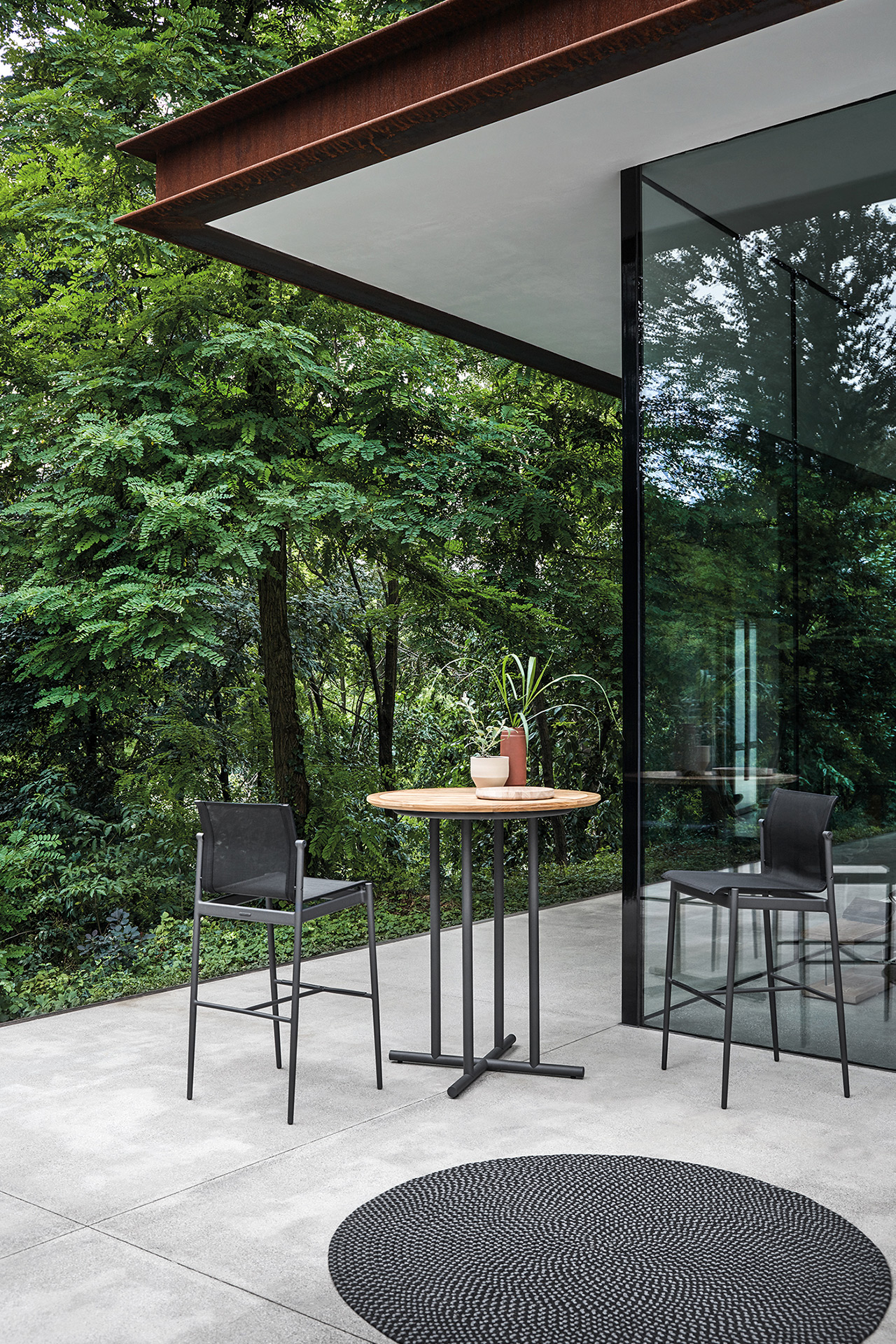 180 Barstool and Whirl Teak Bar Table 01 | Patio 1 Outdoor Furniture